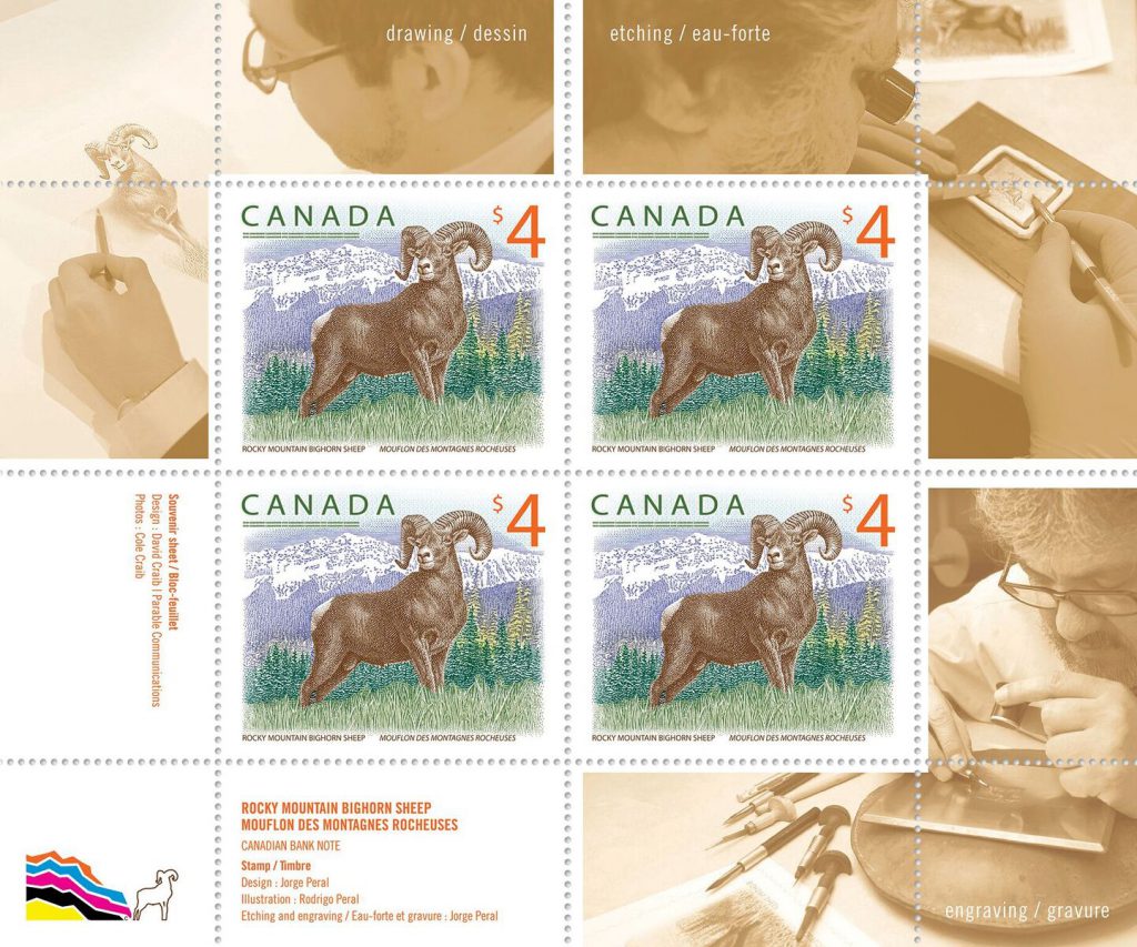 OTD: Bighorn sheep stamp produced using lithography, engraving ...